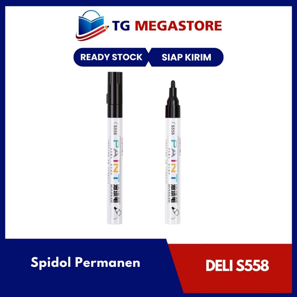 Jual Spidol Deli Permanen anti air warna Hitam- S558 | Shopee Indonesia