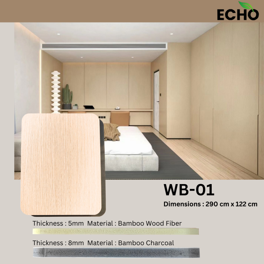 Jual Wallboard echo bamboo charcoal tebal 5mm panel dinding perlembar ...