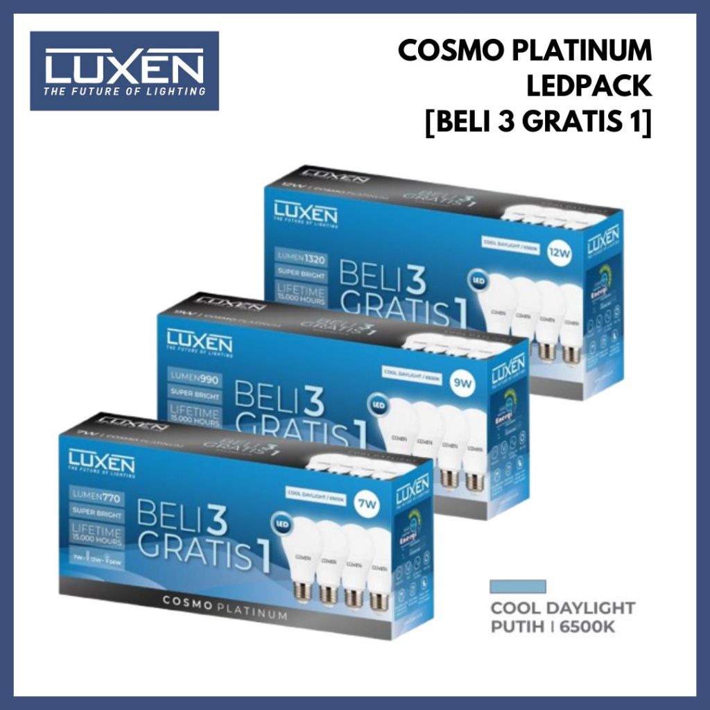 Jual LUXEN Lampu LED Bulb Bohlam 7W 9W 12 Watt COSMO Platinum LEDPack ...