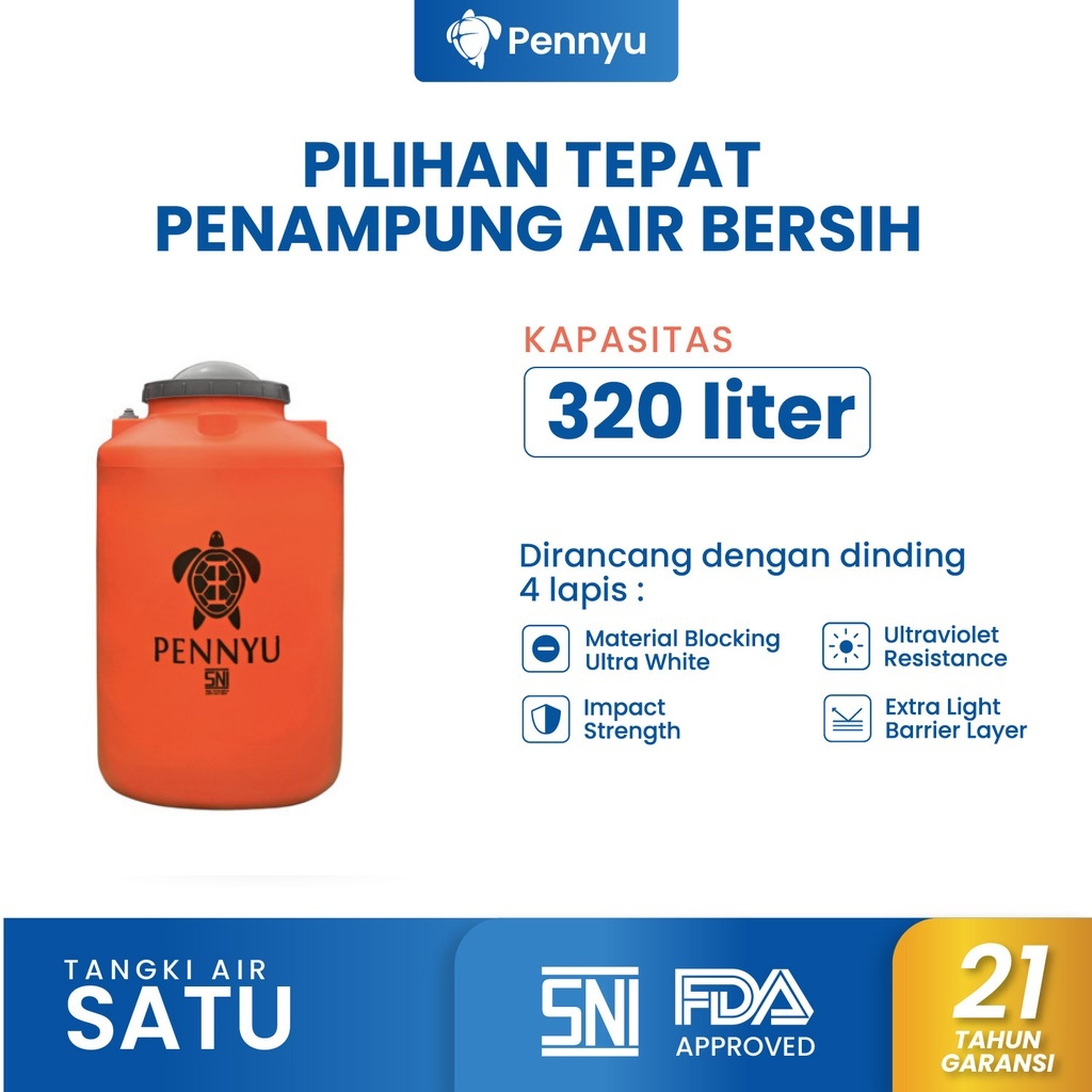 Jual Toren / Tangki / Tandon Air Pennyu REGULER 300 Liter 320 Liter 4 ...