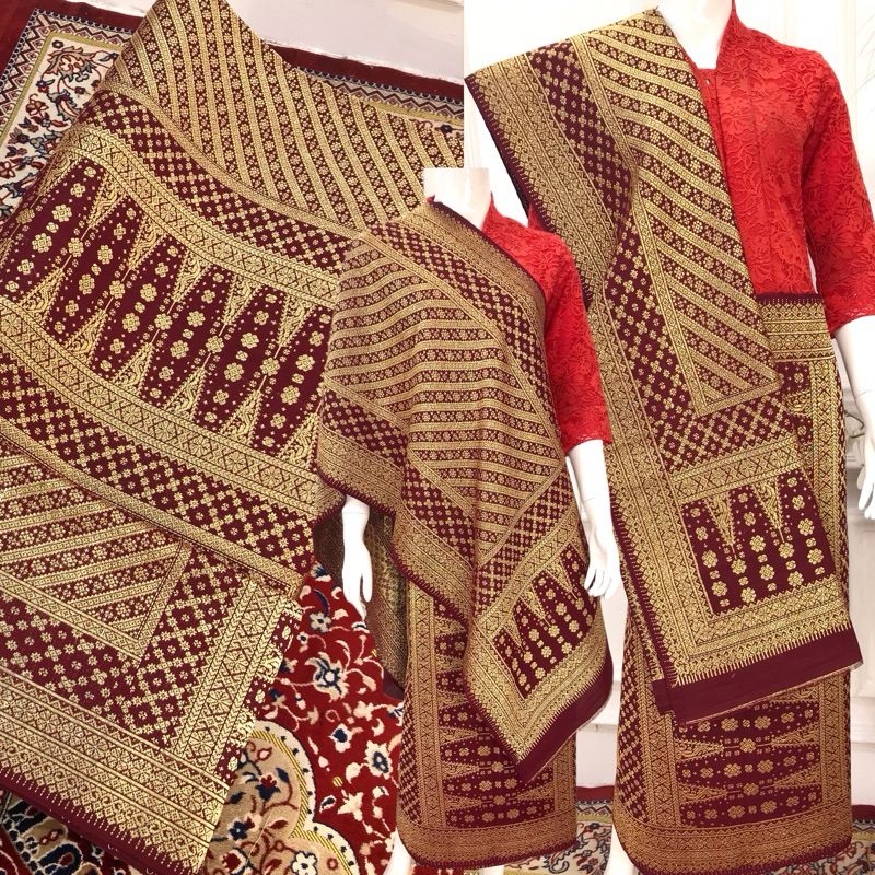 Jual SONGKET LEPUS KEREN MERAH MAROON GOLD TERBARU | Shopee Indonesia