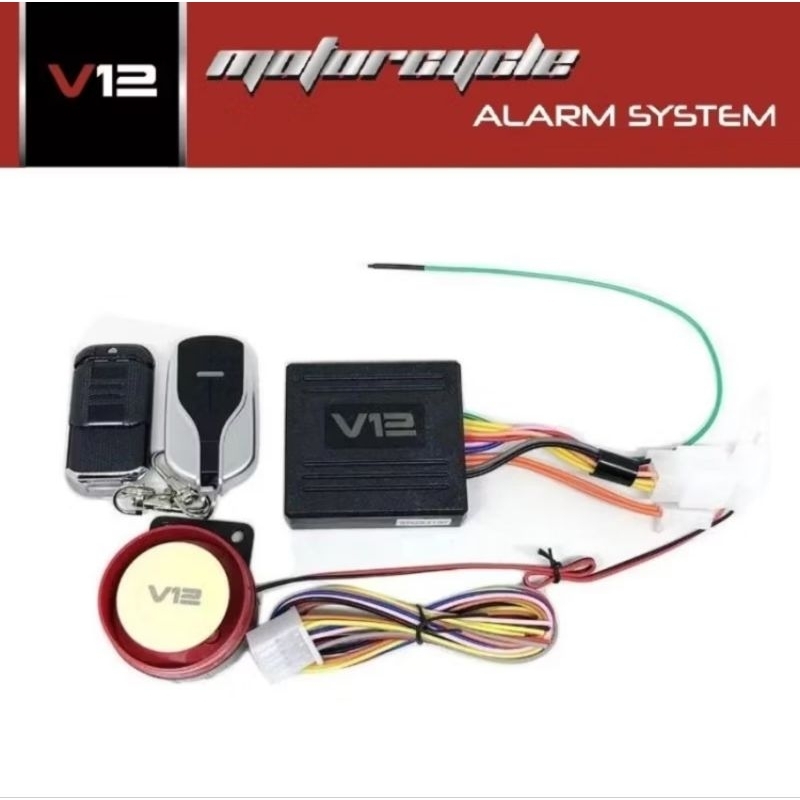 Jual Alarm Motor Remote System V12 Stater Kunci Anti Maling Sensor Getar Pengaman Safety High ...