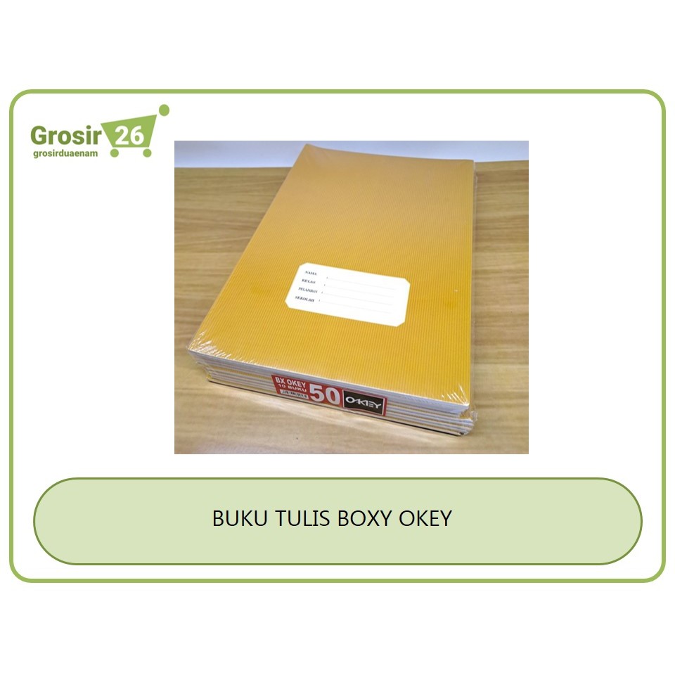 Jual (1 pack) buku tulis panjang boxy merek okey sampul coklat kraft 50 ...