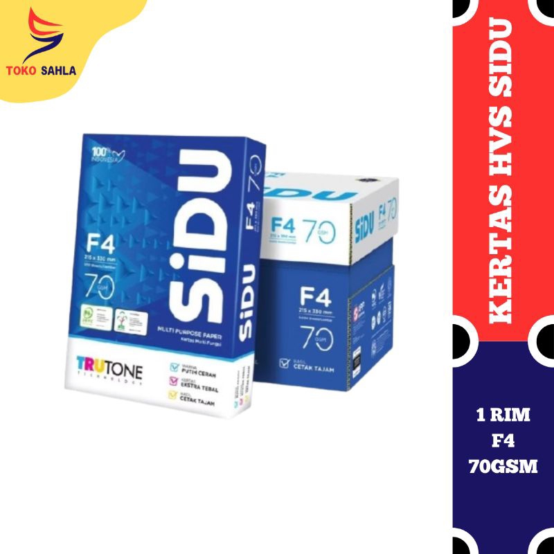 Jual kertas hvs sidu F4 70gsm 1 rim/ HVS SIDU f4 murah berkualitas ...