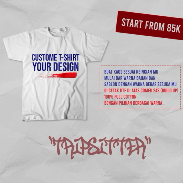 Jual KAOS SABLON CUSTOM COTTON COMBED 24S, SABLON KAOS SATUAN | Shopee Indonesia