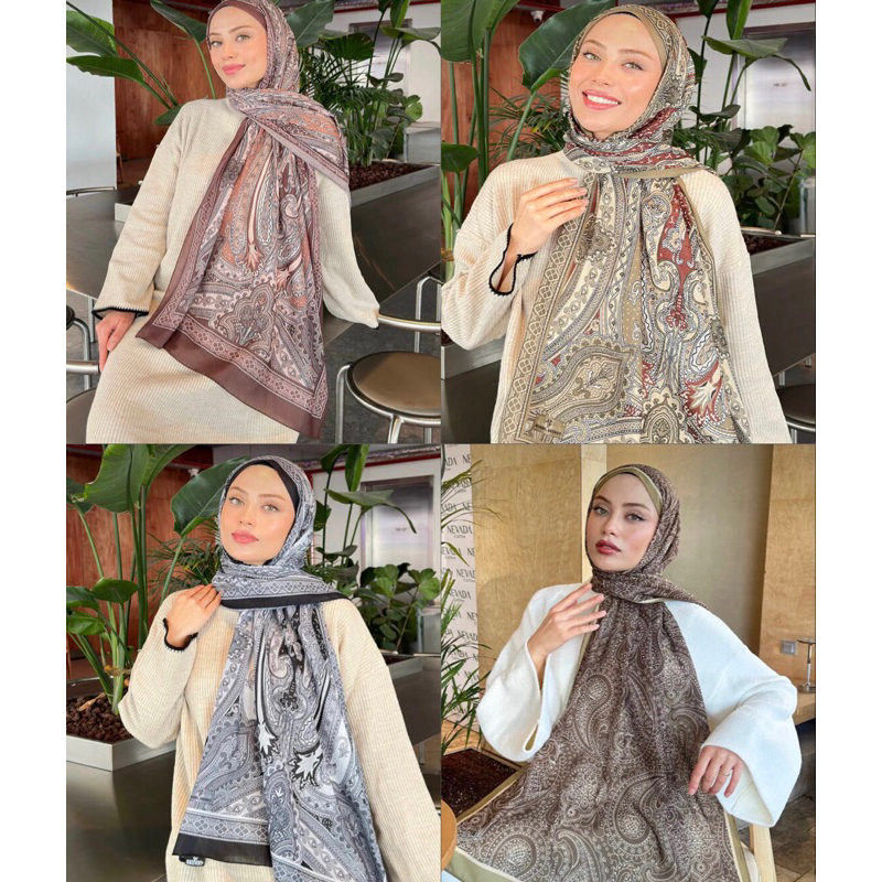 Jual Pashmina Turkiye 100% Original || Pashmina Motif || Pashmina lebaran | Shopee Indonesia