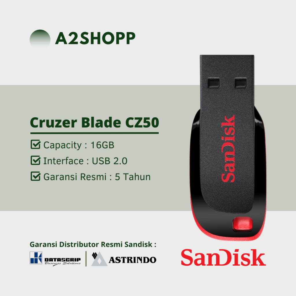 Jual Flashdisk 16GB SanDisk Cruzer Blade USB 2.0 Garansi Resmi | Shopee ...