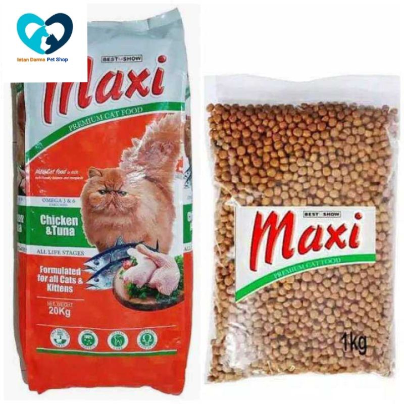 Jual MAKANAN KUCING MAXI CAT CHICKEN TUNA ALL STAGE 1 KG | Shopee Indonesia