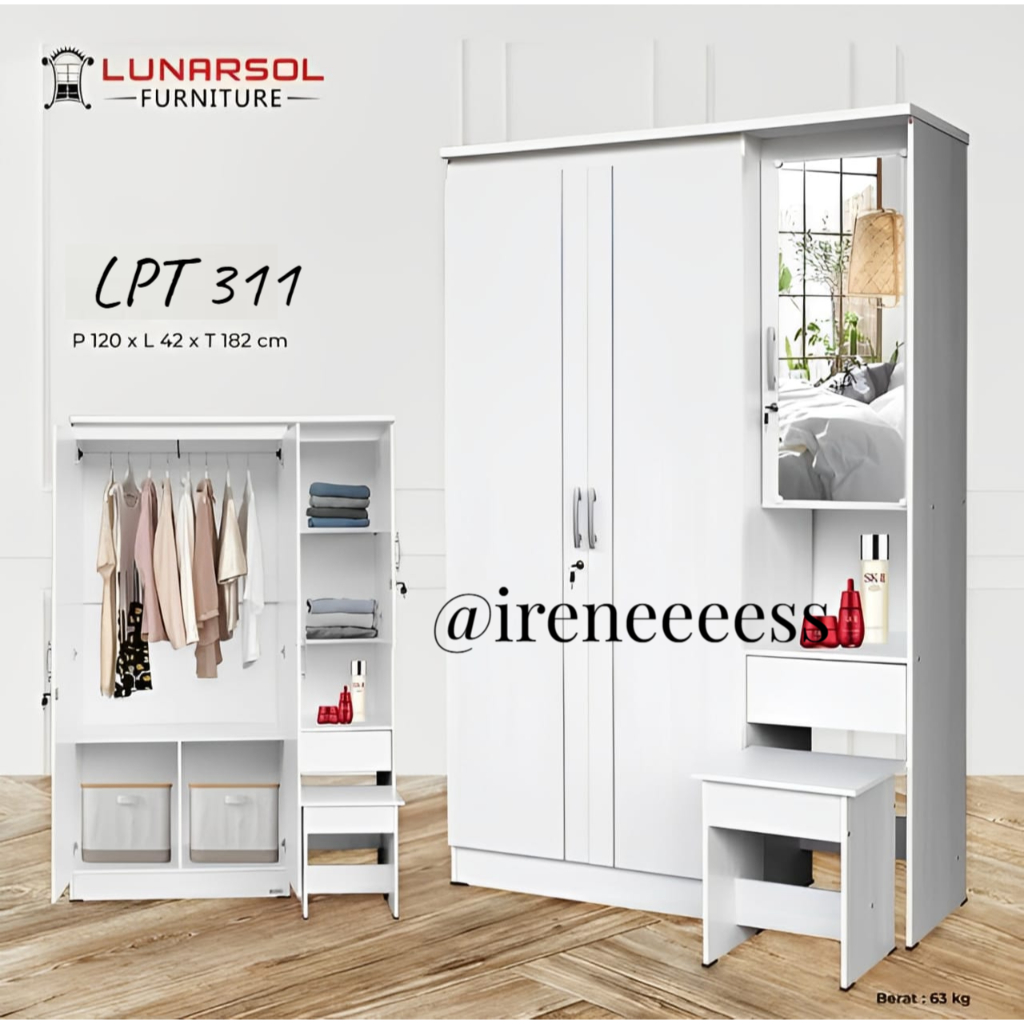 Jual [ LEMARI 2 IN 1] LEMARI PAKAIAN + MEJA RIAS (Include Kursi) 3 ...