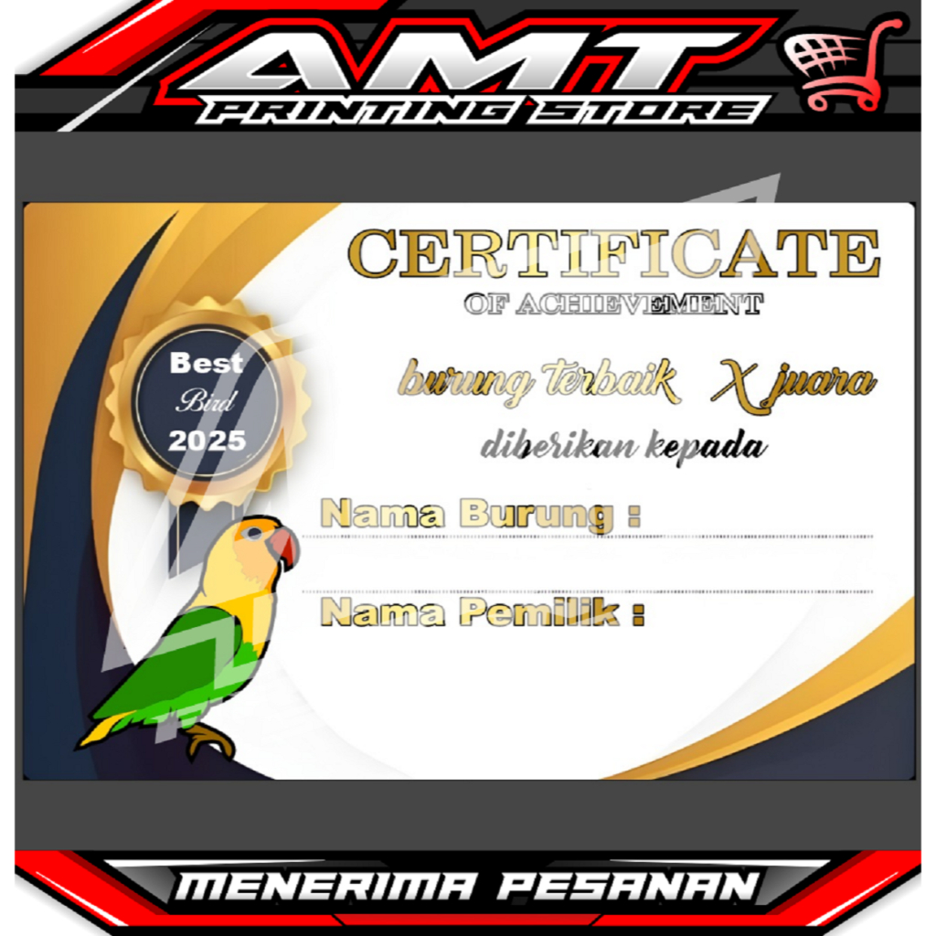 Jual Jual Sertifikat Piagam Penghargan - Lomba Burung Ukuran Kertas A4 ...