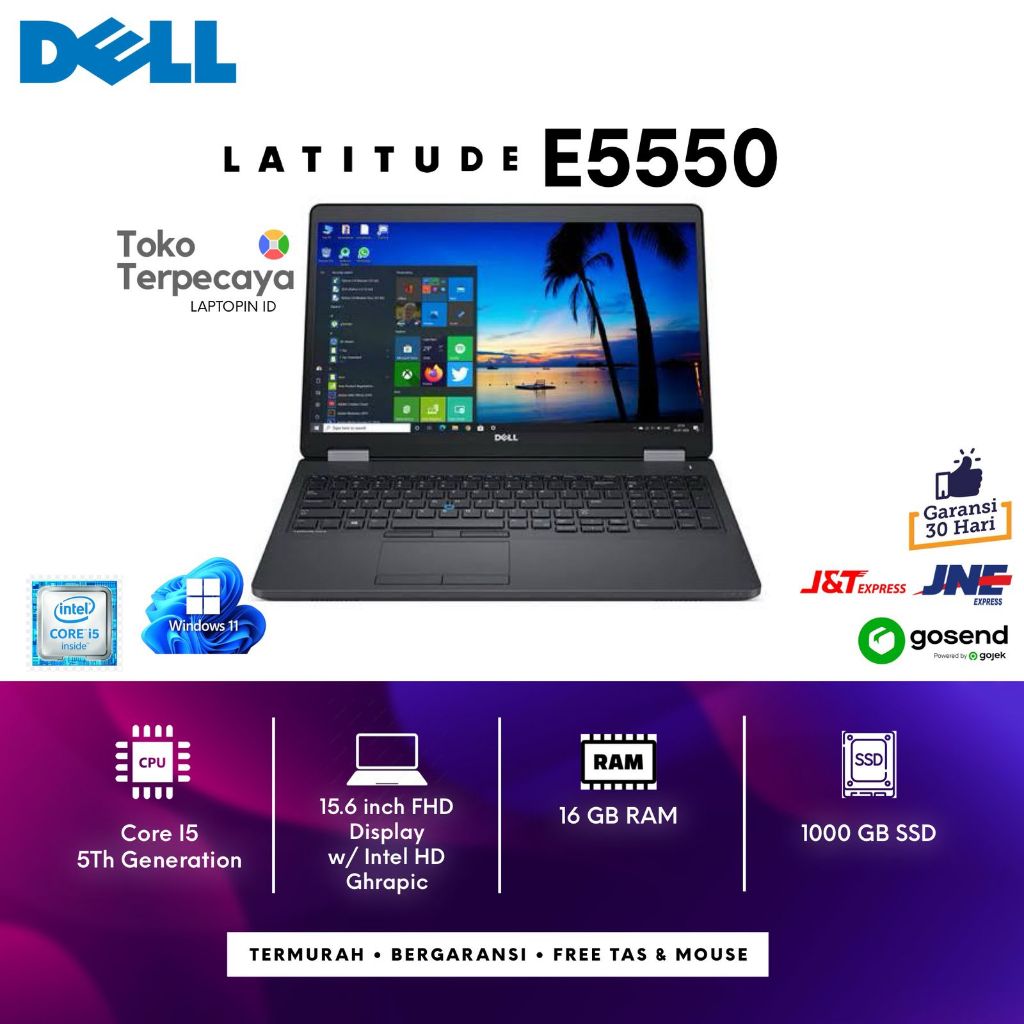 Jual LAPTOP DELL LATITUDE 5550 E5550 i5 GEN 5 RAM 16 GB 15 INCH SSD 256 ...