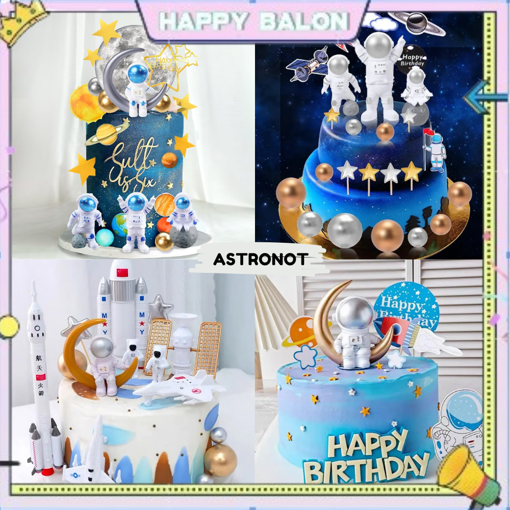 Jual 3pcs / Set Dekorasi Astronot Topper Kue Bahan PVC Desain Astronot ...