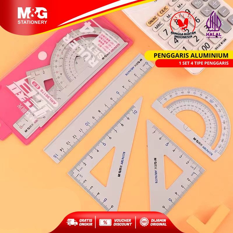Jual M&G Penggaris 1 Set Lengkap Akurat Untuk Sekolah Anti Karat dan ...