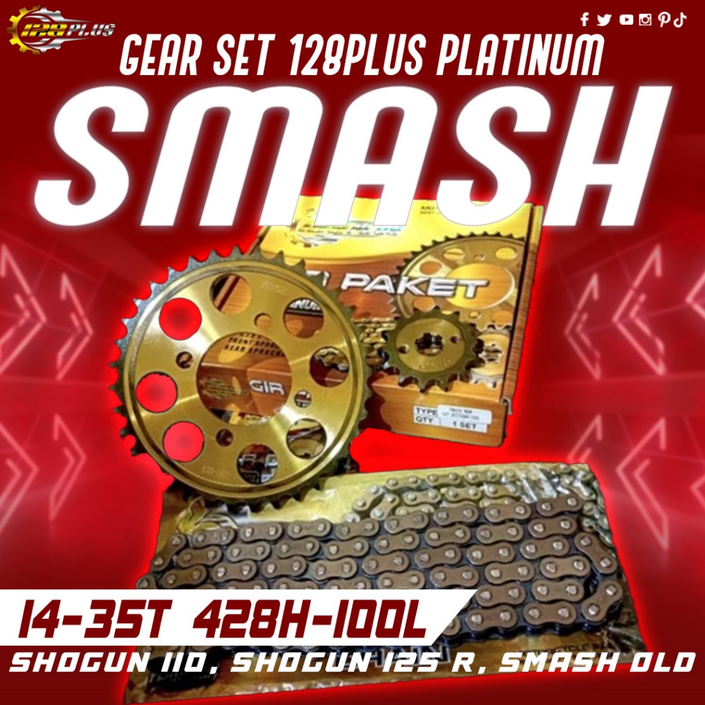Jual GEAR SET GEAR PAKET 128PLUS PLATINUM SMASH SHOGUN 125 35T 100L | Shopee Indonesia