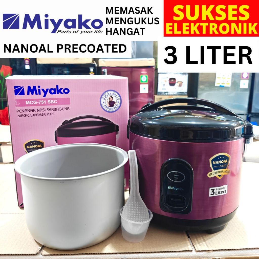 Jual MAGICOM MIYAKO 3 LITER MCG-751SBC / RICE COOKER PENANAK NASI 3L 3 ...