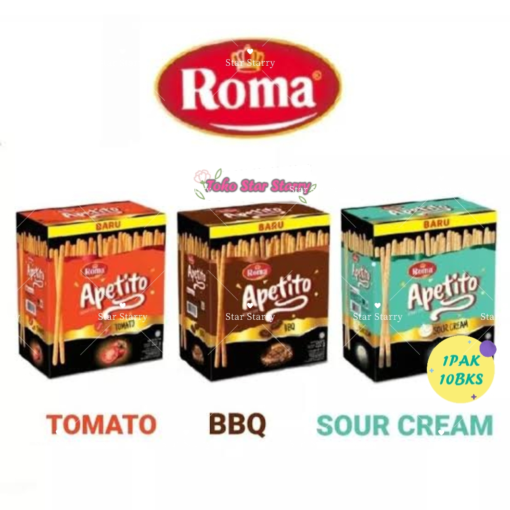 Jual [Per Kotak] Roma Apetito Biskuit Rasa Pizza Bbq dan Cream Sachet ...