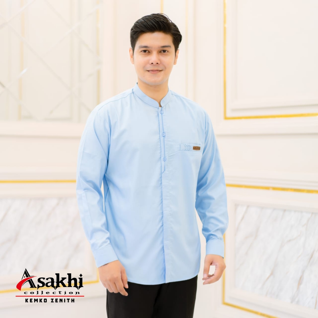 Jual Baju Koko Muslim Pria Lengan Panjang Terbaru Zenith Warna Blue Sky ...