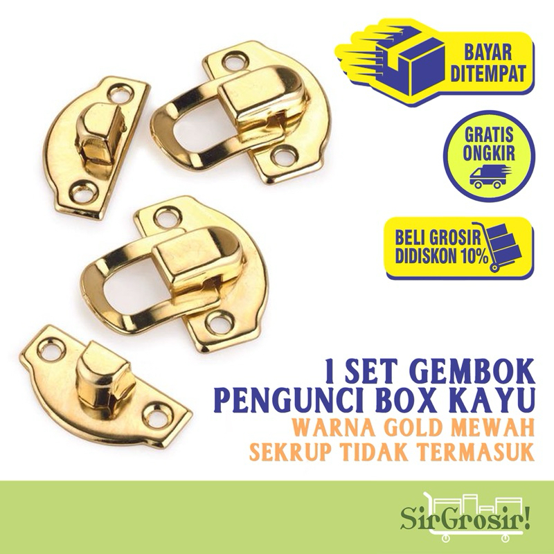 Jual WOOD CHEST PADLOCK LATCH - 1 Set Pengunci Engsel Emas Kuncian ...