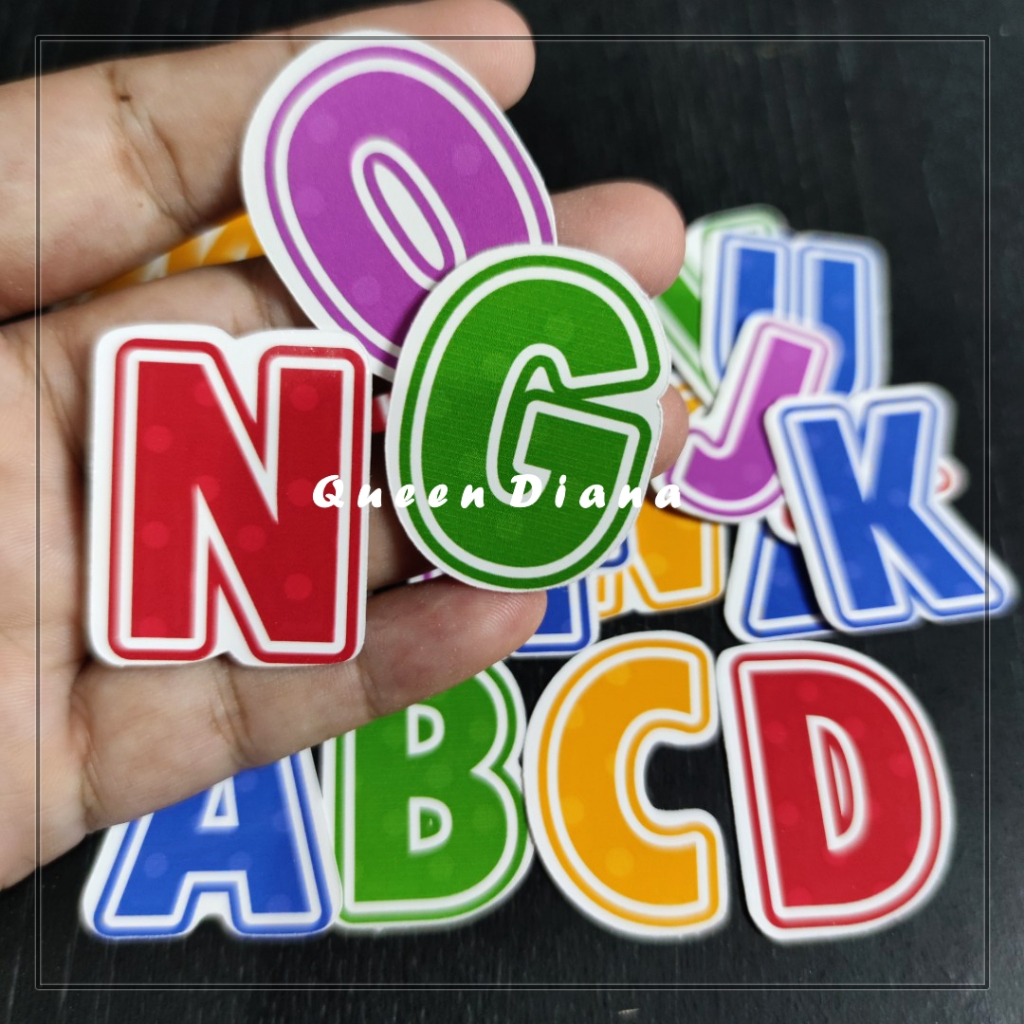 Jual isi 26 pcs stiker alfabet a-z sticker kertas glossy karakter huruf ...