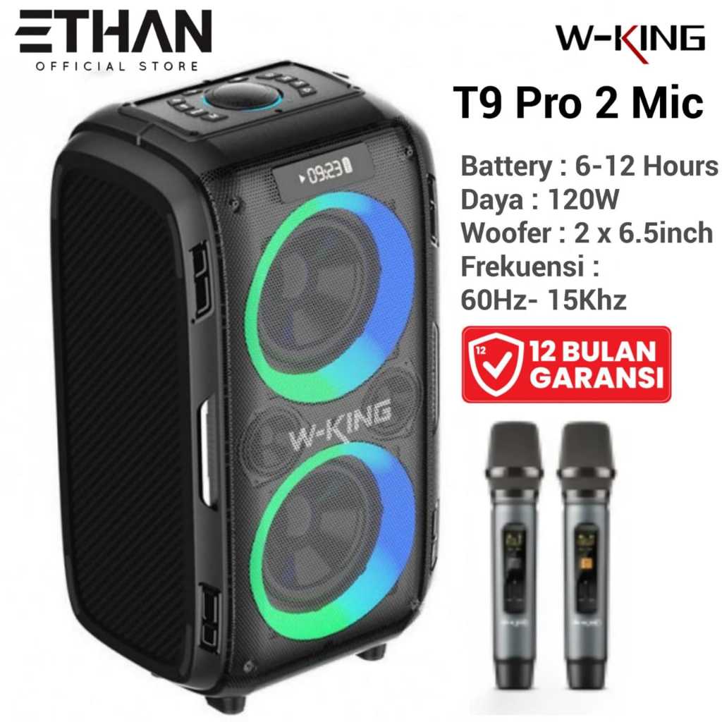 Jual Wking Speaker Bluetooth Karaoke 2 Mic Portable Wireless Travelling ...