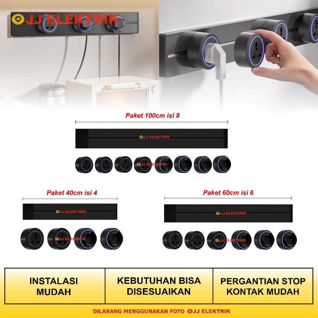 Jual Paket Stop Kontak Rel Listrik Dinding Modular OB Track 40CM 60CM ...