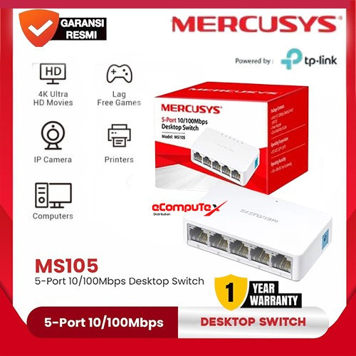 Jual MERCUSYS MS105 5-PORT 10/100MBPS DESKTOP ETHERNET SWITCH HUB MS ...