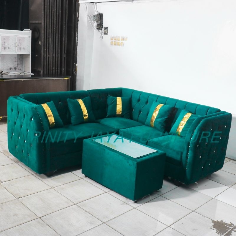 Jual Sofa L Sudut Sofa Tamu Bahan Bludru Lembut Berkwalitas Tebal ...