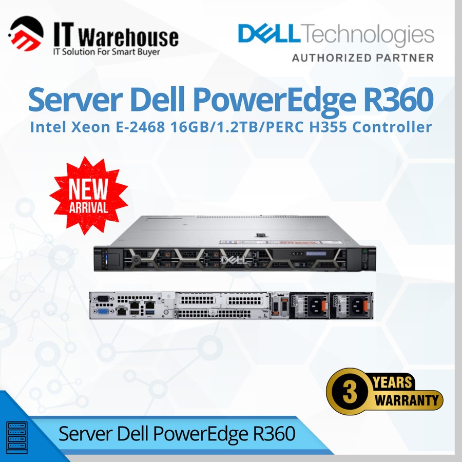 Jual Server Dell PowerEdge R360 Xeon 8 Core E-2468 DDR5 1.2TB SAS HDD ...