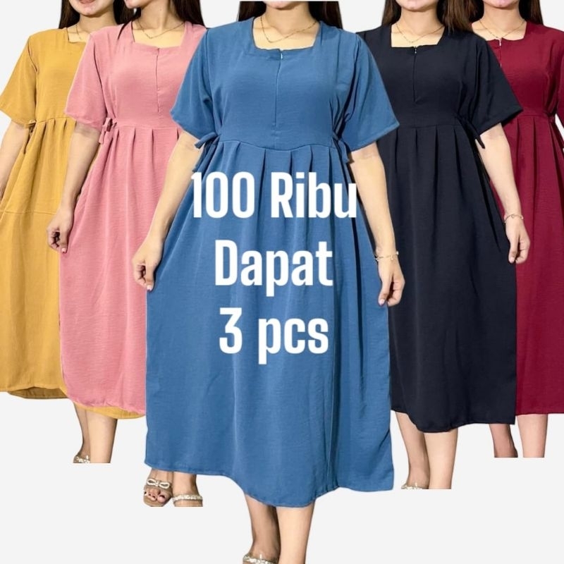 Jual Paket Daster 100 Ribu Dapat 3 Pcs Daster Crinkle Airflow Resleting ...