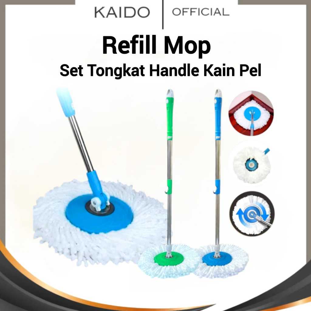 Jual Refill Mop Set Tongkat Handle dan kain pel Alat Pel Mop Microfiber ...