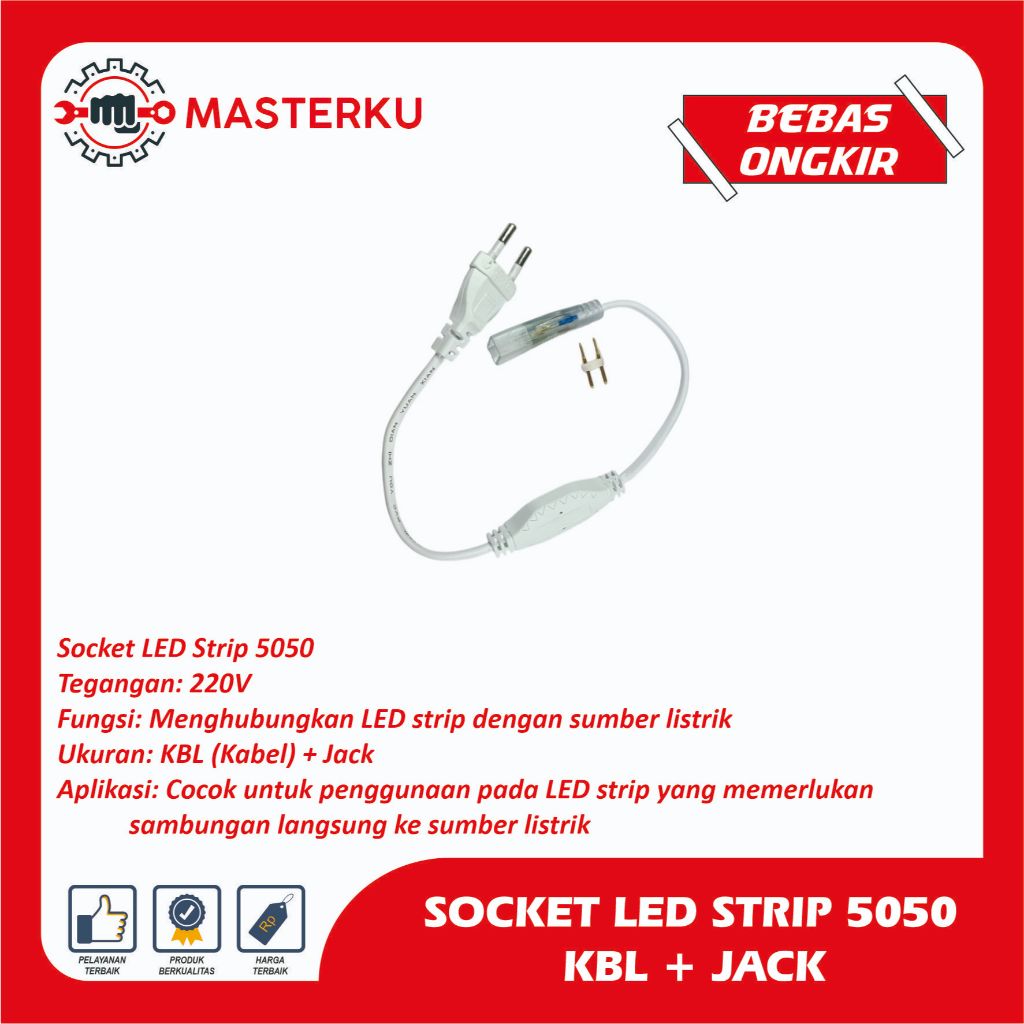 Jual SOCKET LED STRIP 5050 KABEL + JACK / PENGHUBUNG LISTRIK ...