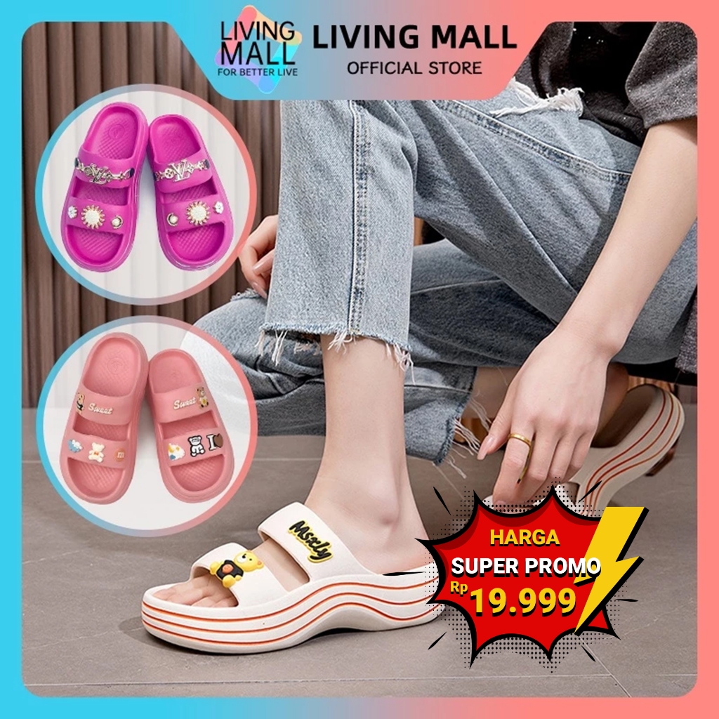 Jual Sandal Jelly Fuji Wedges Wanita Import / Sandal Wanita Slop Motif ...