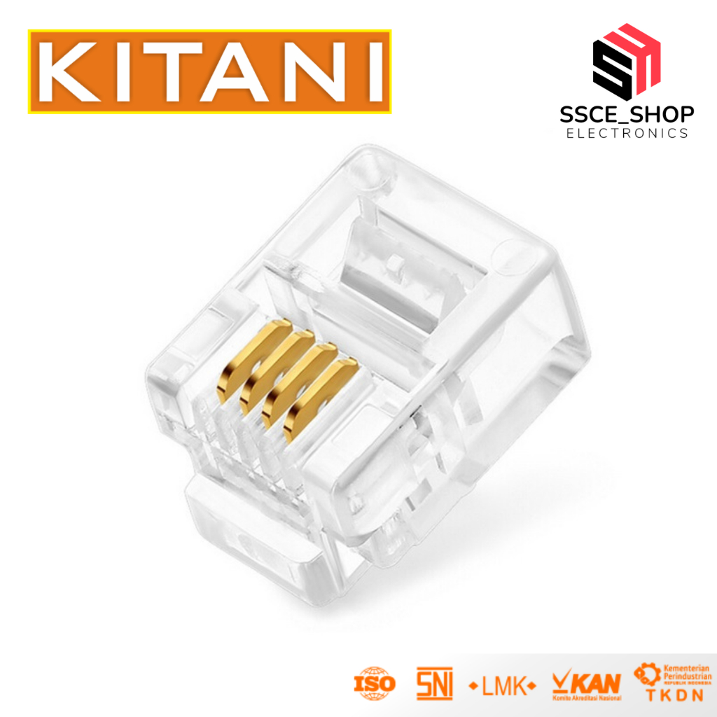 Jual Pin RJ11 4P4C Anti-Gagal/Konektor Telefon RG11 /Connector Telepon ...