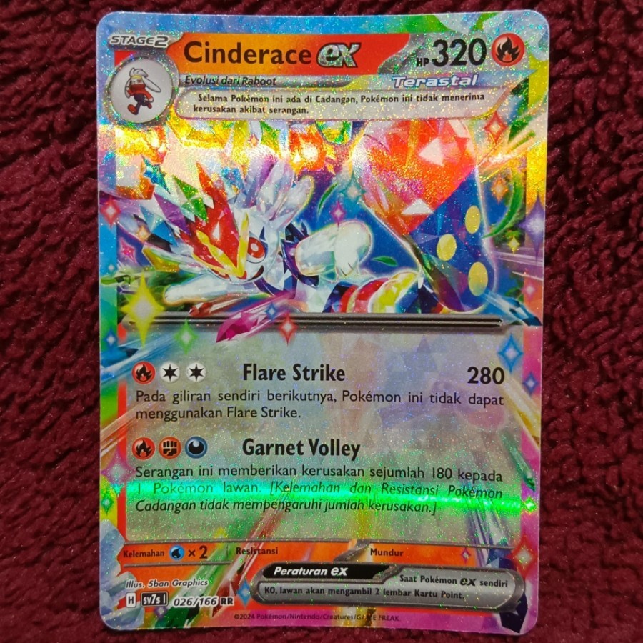 Jual Cinderace EX RR Terastal sv7s - Pokemon TCG Indonesia foil holo ...
