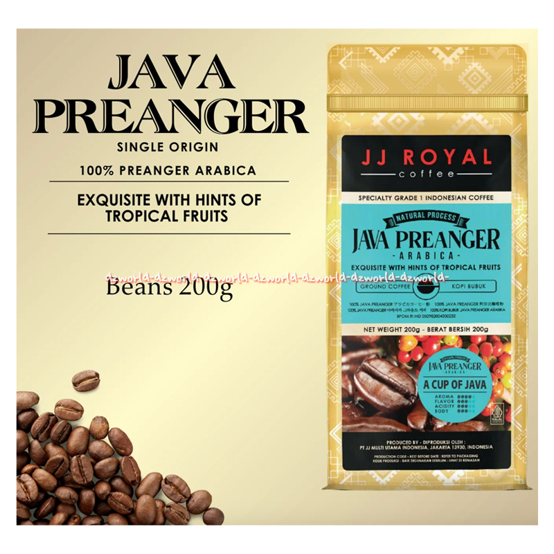 Jual JJ Royal Coffee 200gr Java Preanger Arabica Ground Tropical Fruits ...