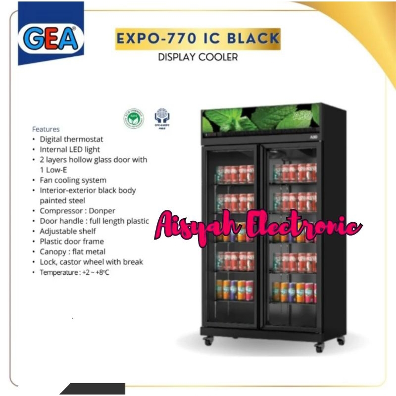 Jual SHOWCASE GEA 2 PINTU EXPO-770 IC BLACK GARANSI RESMI | Shopee ...