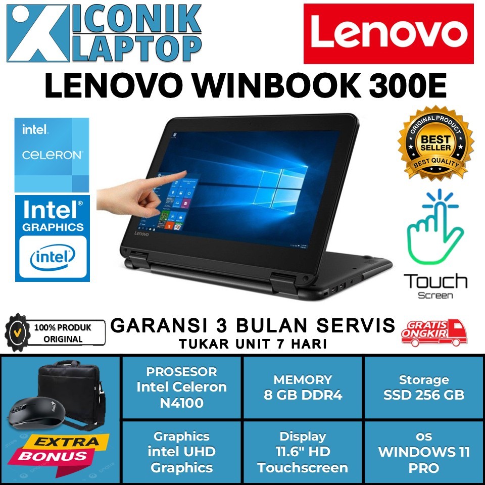 Jual Laptop Touchscreen Lenovo Winbook 300E 2in1 Intel N4100 Ram 8 GB ...