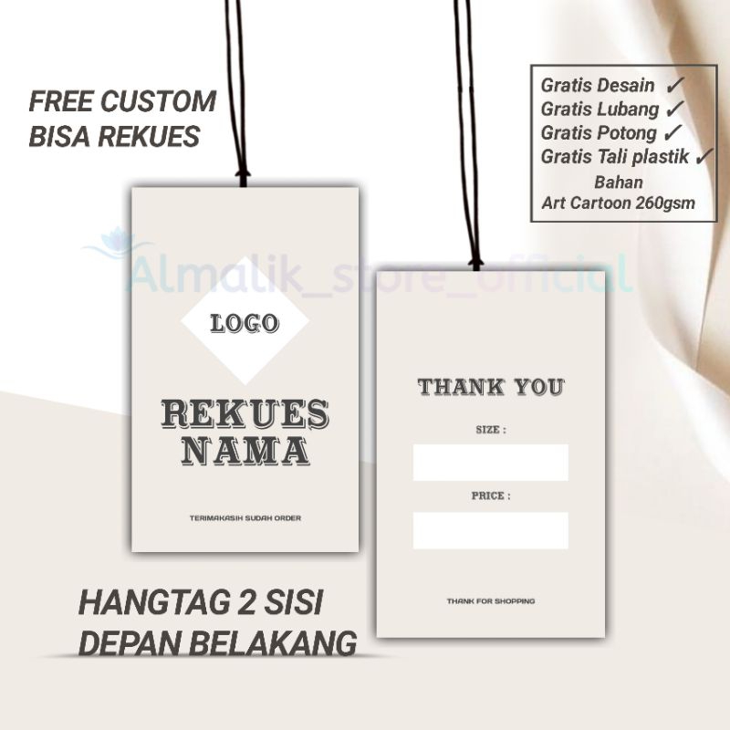 Jual Cetak hang tag label 2 sisi depan belakang custom bisa buat baju ...