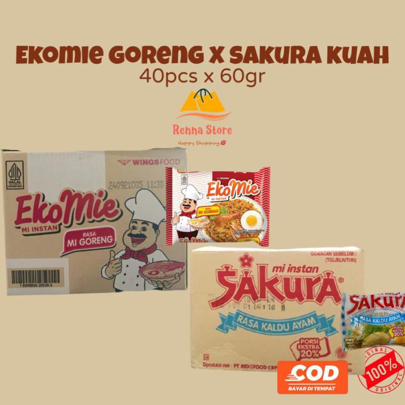 Jual INTERMIE Pedas x SAKURA Kuah x EKOMIE Goreng 60gr (1dus isi 40pcs ...
