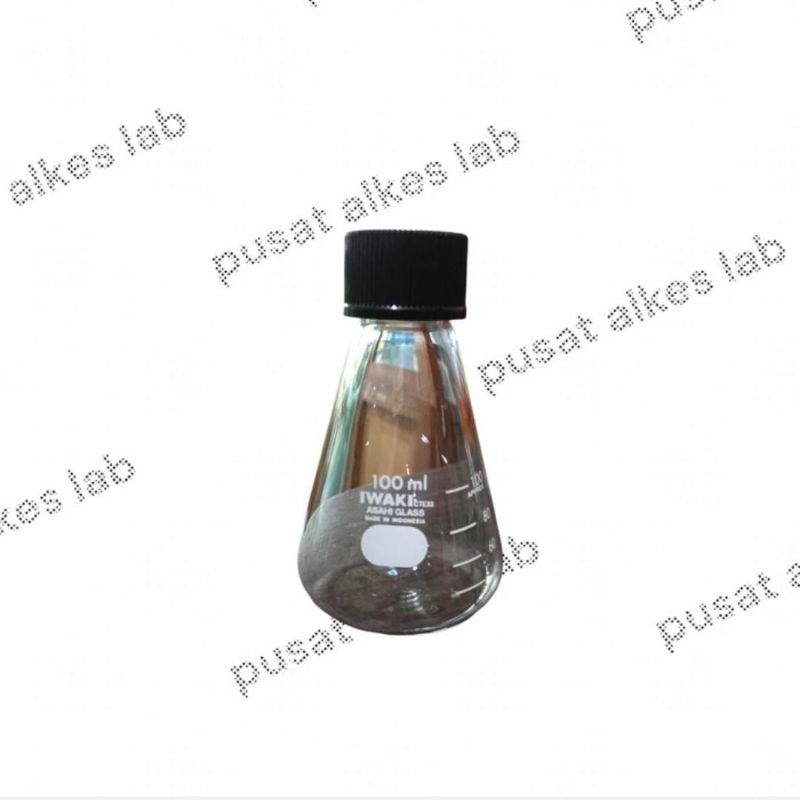 Jual Labu Erlenmeyer Kaca 100ml + Tutup - Iwaki | Shopee Indonesia