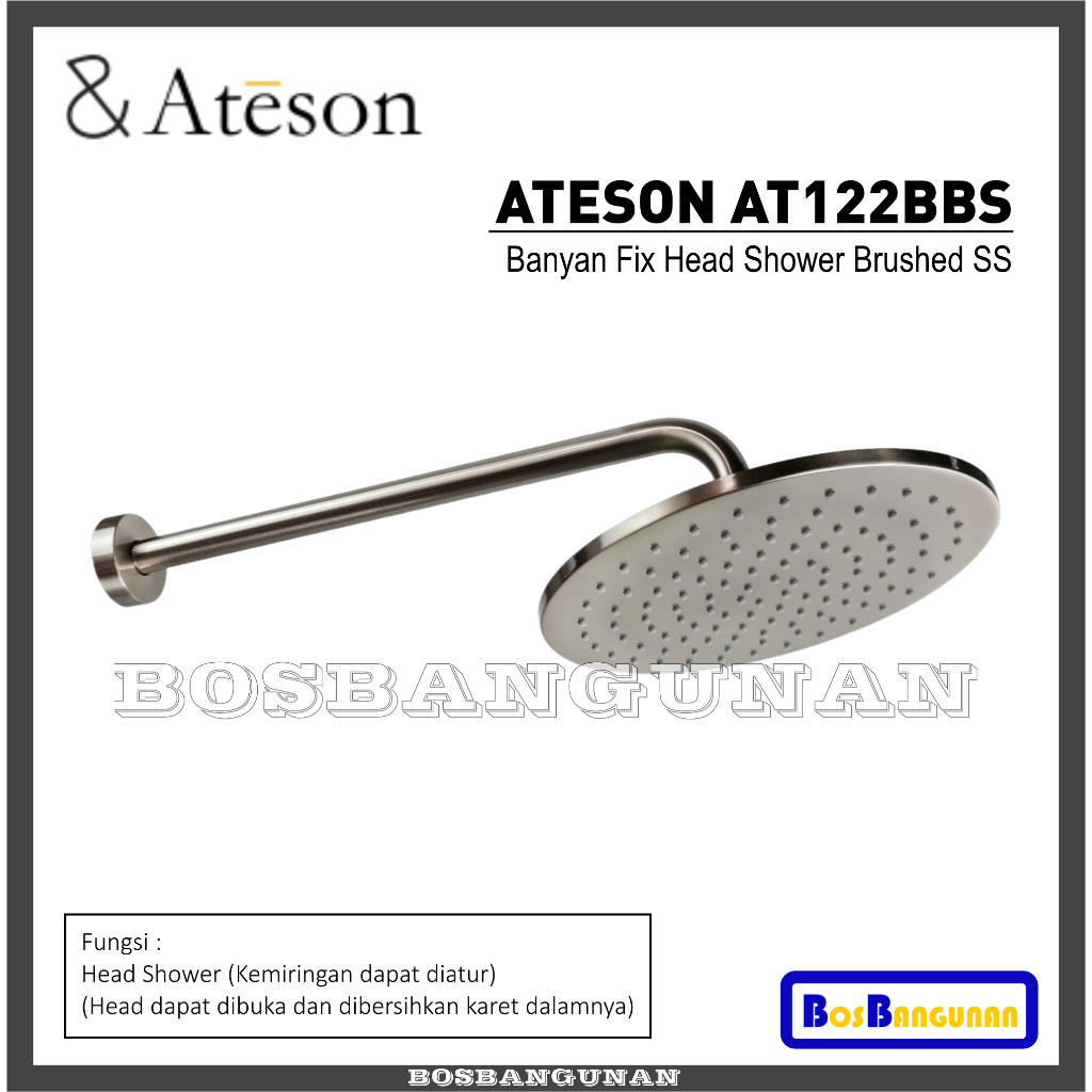 Jual Shower Head ATESON AT122BBS Brushed SS / Fix Shower Head ATESON AT ...