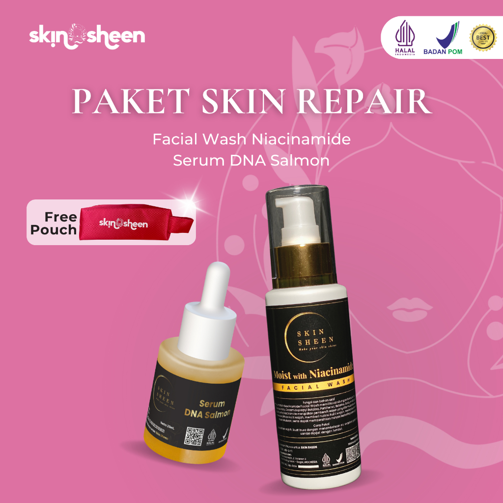 Jual PAKET SKIN REPAIR SKIN SHEEN Anti Aging Mencerahkan Kulit Facial Wash Niacinamide & Serum ...