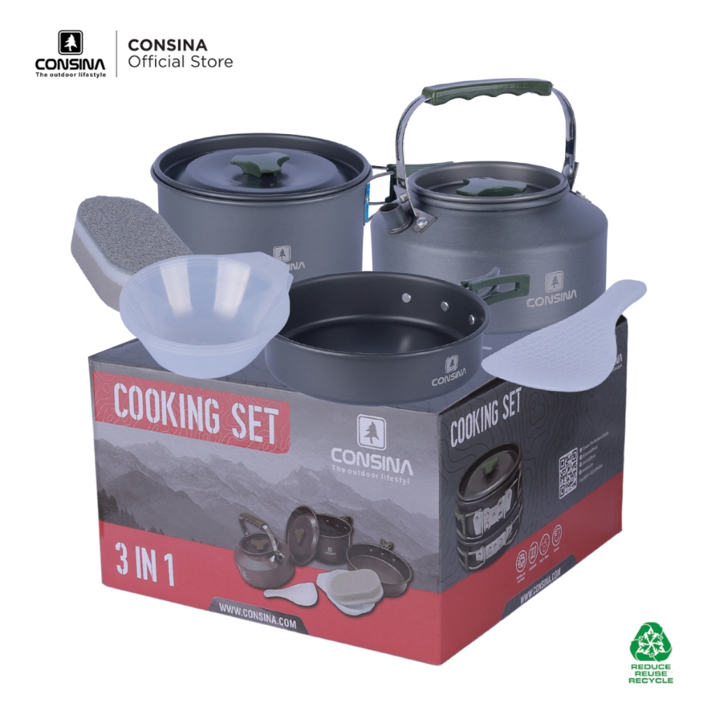 Jual Consina Cooking Set 3 Person Alumunium | Camping Outdoor Hiking ...