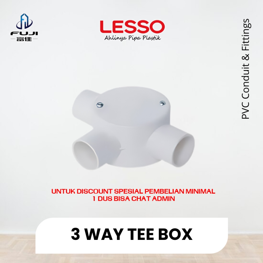 Jual Lesso PVC Conduit 3 Way Tee Box Dengan Penutup | Shopee Indonesia