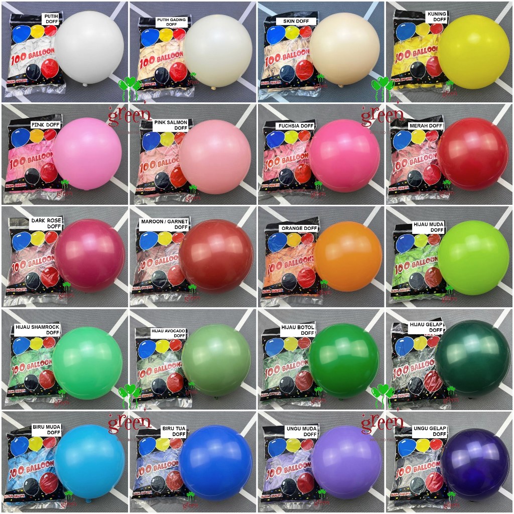 Jual Balon doff balon matte isi 100 balon retro balon dekor balon dop ...