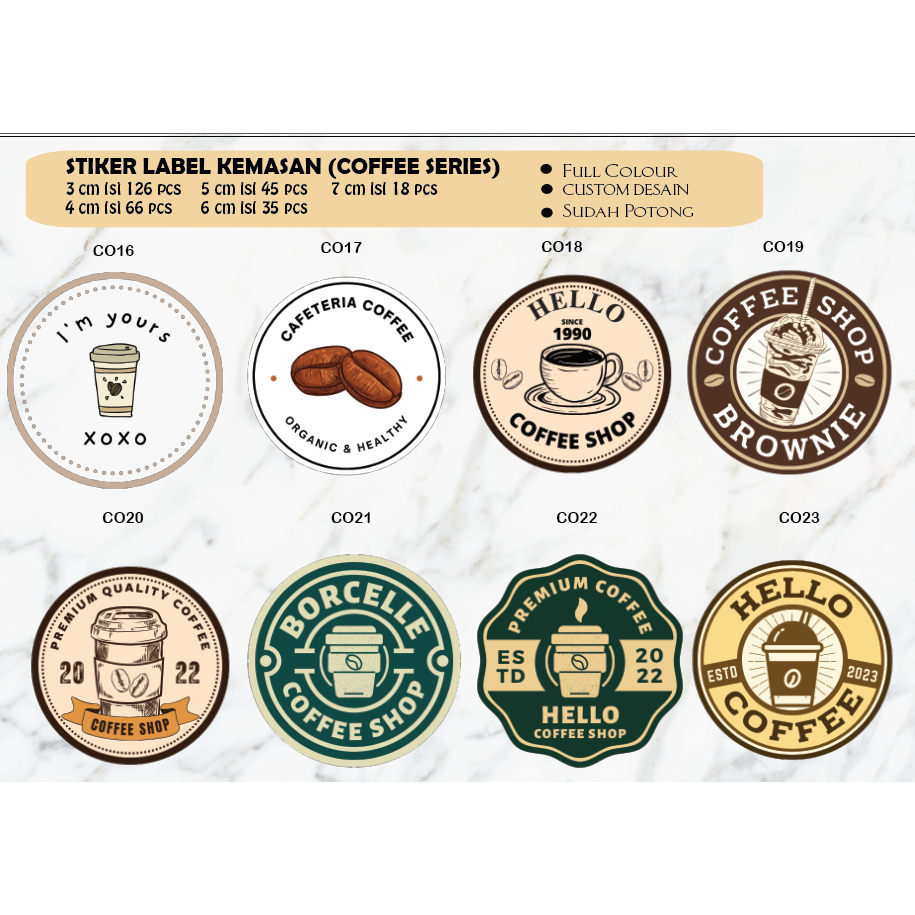 Jual (FREE CUSTOM) Stiker kopi kemasan / stiker minuman/ stiker kopi ...