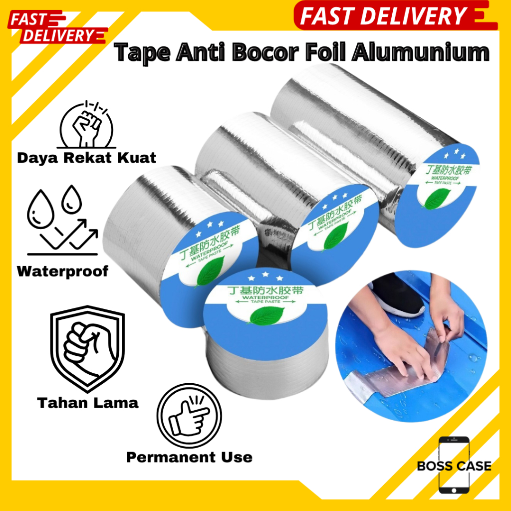 Jual Tape Anti Bocor Aluminium Foil 5M X 5CM Lakban Perekat Isolasi Anti Air Kuat Tahan Panjang ...