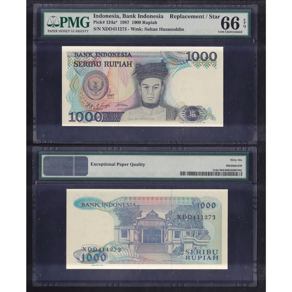 Jual Uang kuno PMG 66 EPQ - 1000 rupiah tahun 1987 Raja Sisingamangaraja XII #Replacement ...