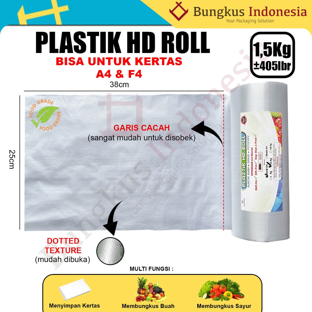 Jual Plastik HD Roll 1,5 kg / Plastik Buah / Plastik Sayur / Plastik ...