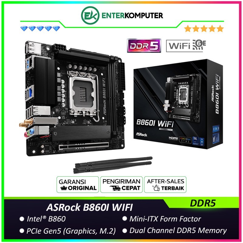 Jual ASRock B860I WIFI (LGA1851, B860, DDR5, USB3.2 Gen2 Type-C, SATA3) | Shopee Indonesia